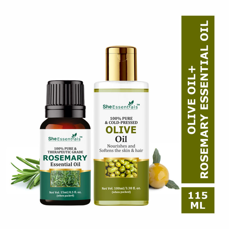 Buy She Essentials Olive Oil & Rosemary Essential Oil For Hair Growth ...