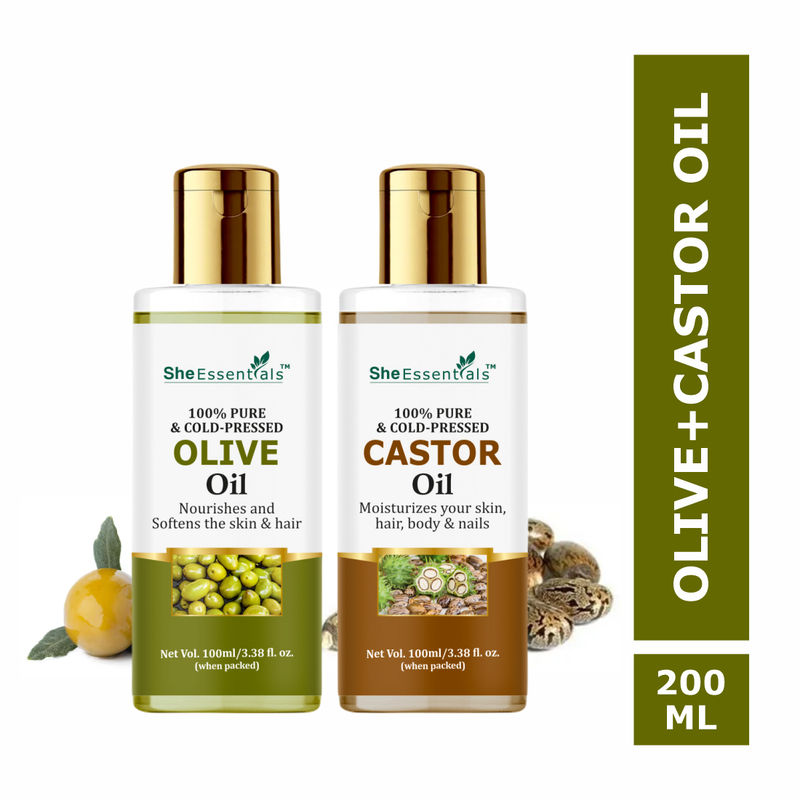 Buy She Essentials 100% Pure Castor & Olive Oil For Skincare & Haircare ...