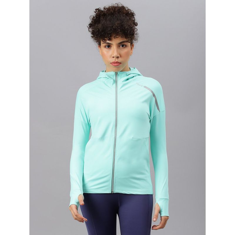 Buy Fitkin Women Green Full Zipper Hooded Jacket Online