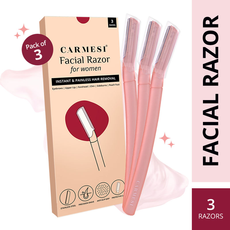 Buy Carmesi Reusable Face Razor For Women Facial Hair- 3 Razors - Instant & Painless Hair ...