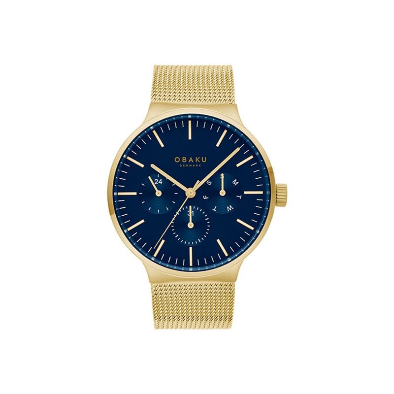 Obaku Mos Multifunction Blue Round Dial Mens Watch - V229Gmglmg: Buy ...