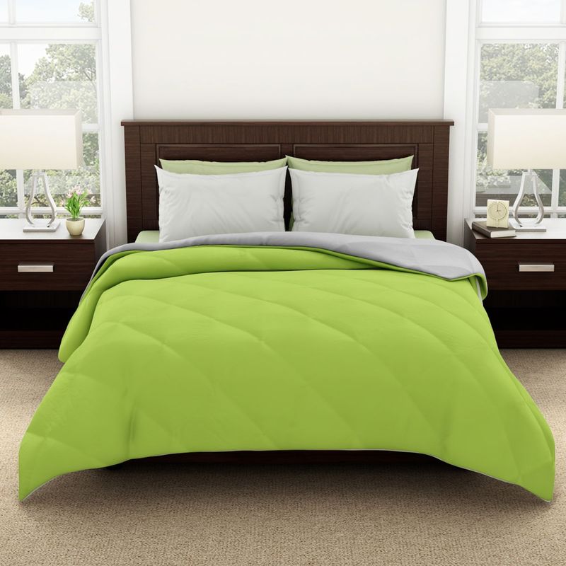 Buy SPACES Block Bluster Solid Polyester Quilt -Green and Grey Online