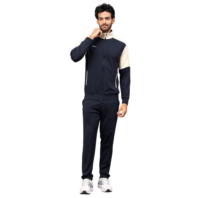 Buy Shiv Naresh Men Navy Blue Inter Lock Tracksuit (Set of 2) Online