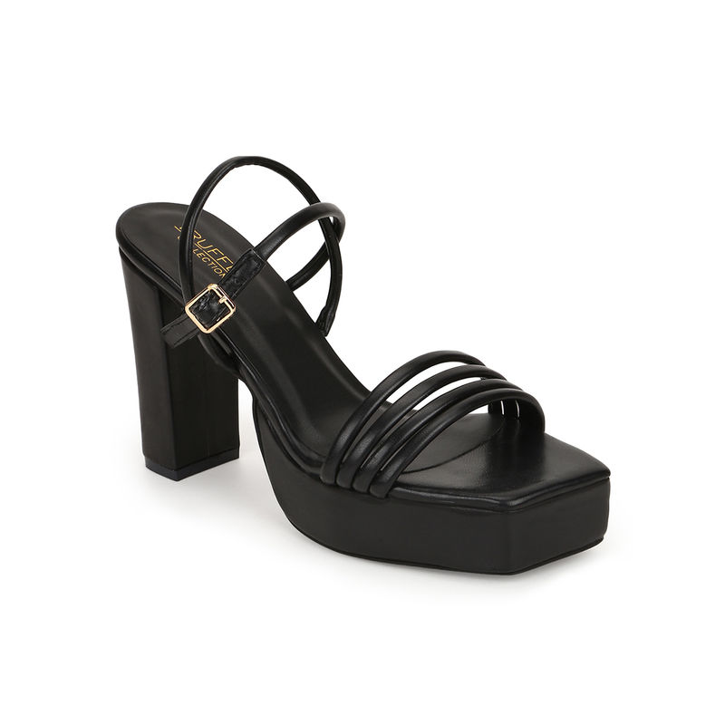 Buy Truffle Collection Black Solid Heels Online