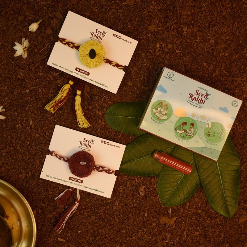 Buy Indigifts Eco-Friendly Rakhi Cotton Embroidery Thread with Roli ...