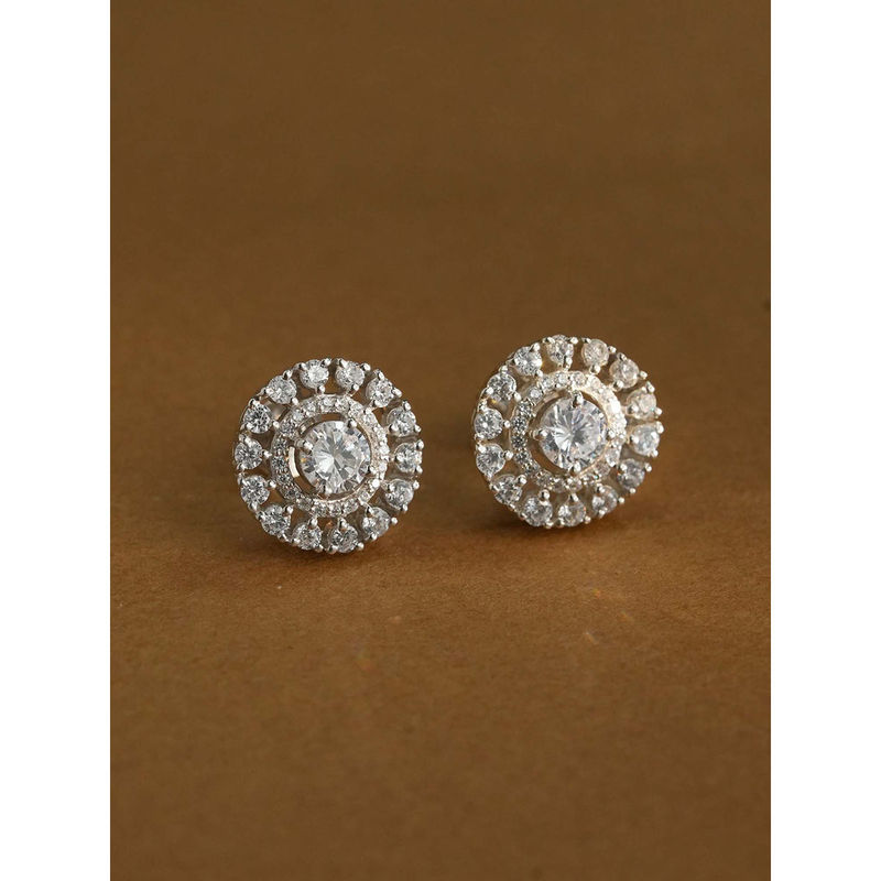 Buy Palmonas 925 Sterling Silver Sparkling Round CZ 925 Sterling Silver Stud Earrings Online