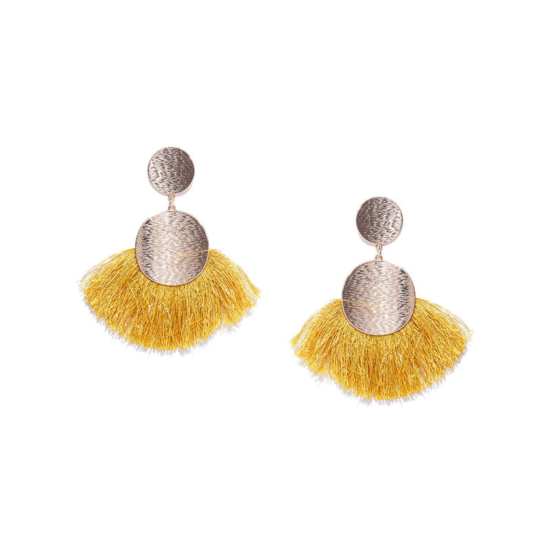 Buy Blueberry Gold And Yellow Fringes Drop Earrings Online