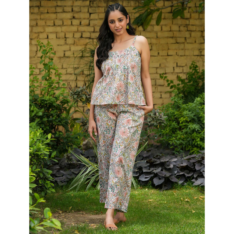 Buy SAY Multi Color Printed Women Pure Cotton Top & Pyjama Night Suit ...