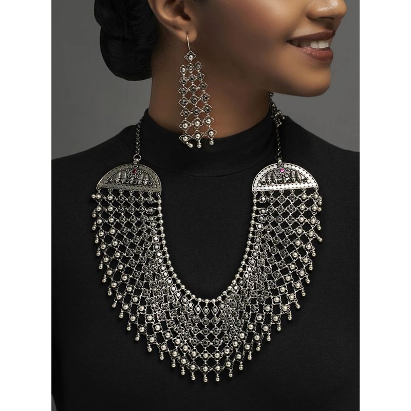 Buy Divas Mantra Nila Temple tower fish hook long Dangler Earrings with ...