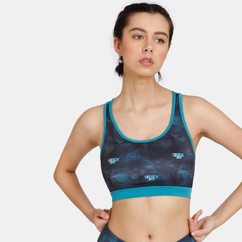 Zivame Zelocity Medium Impact Quick Dry Sports Bra - Biscay Bay-blue ...