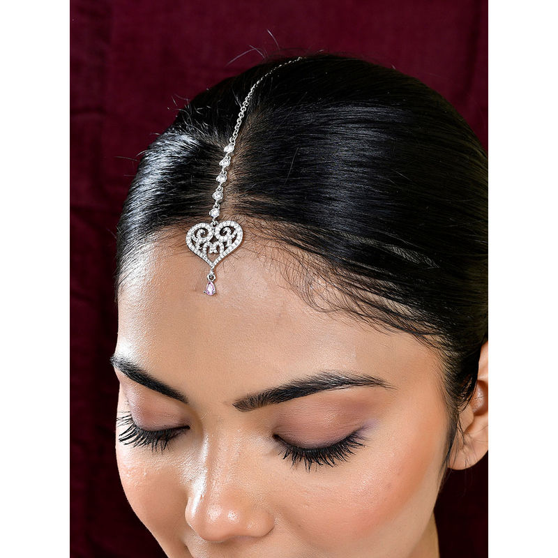 Buy Voylla Pink Royal Romance Noory Maangtika Online