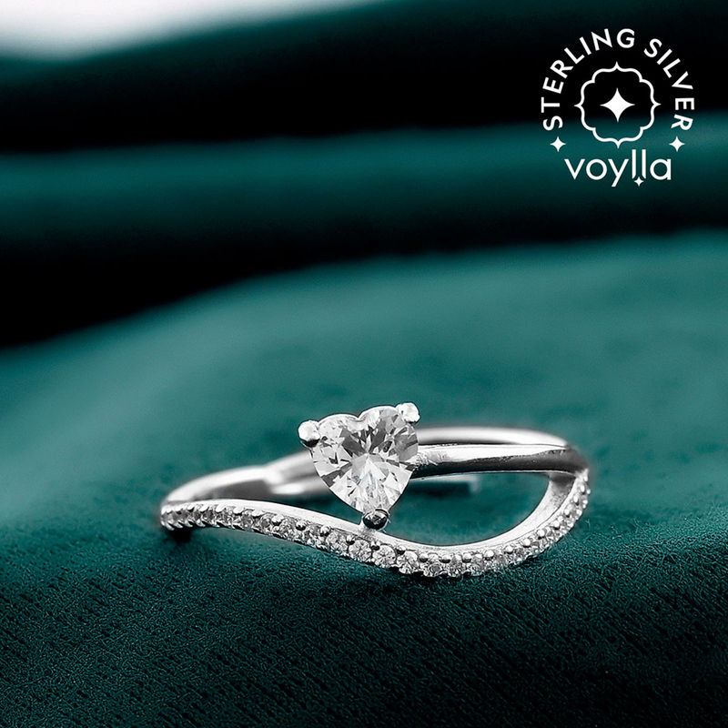 Buy Voylla Valentine's Day Shining Heart Silver Ring Online