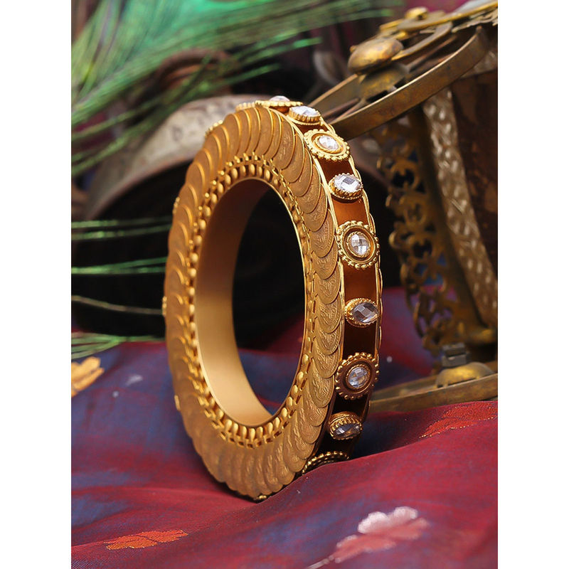 Buy Suhani Pittie Gold coin bangle hand cuff with floating crystals Online