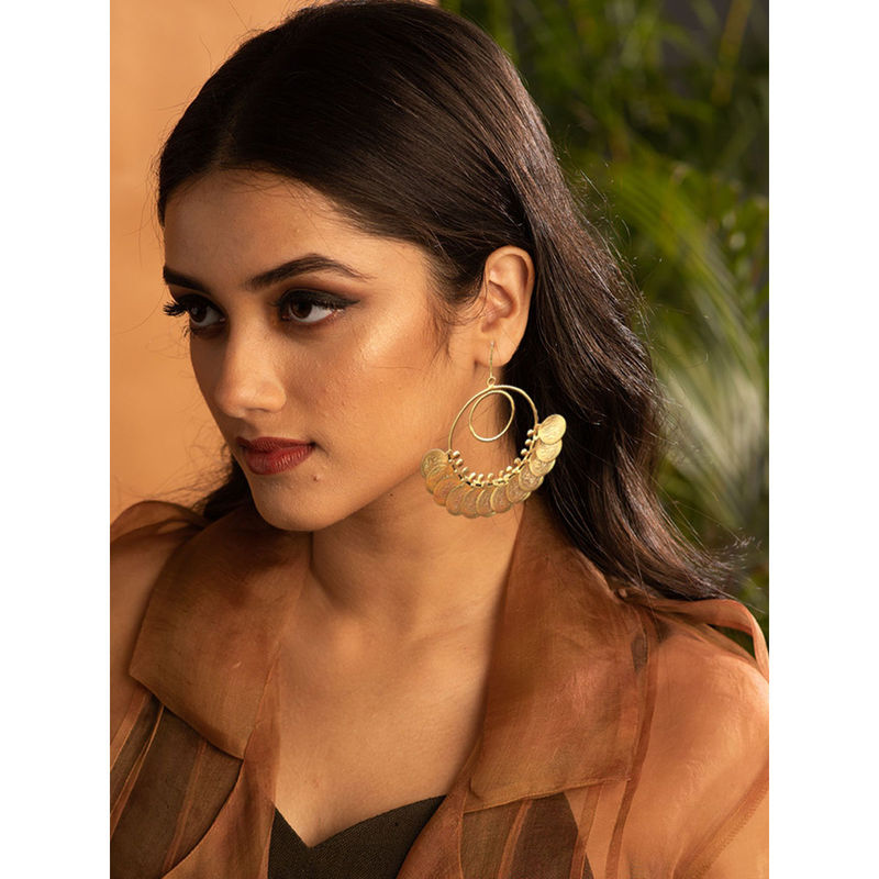 Buy Suhani Pittie Gold coin pankha earrings Online