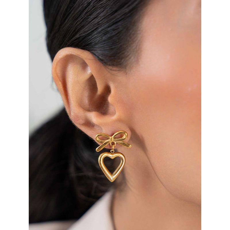Buy ZAISHA 18K Gold Plated Bow Heart Earrings Online