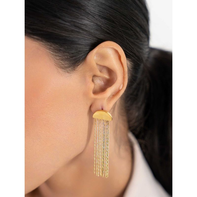 Buy ZAISHA 18K Gold Plated Semi Sun Tassel Drop Earrings Online
