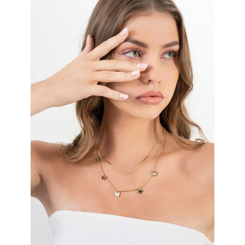 Buy ZAISHA 18K Gold Plated Butterfly Charm Multi-Layer Necklace Online