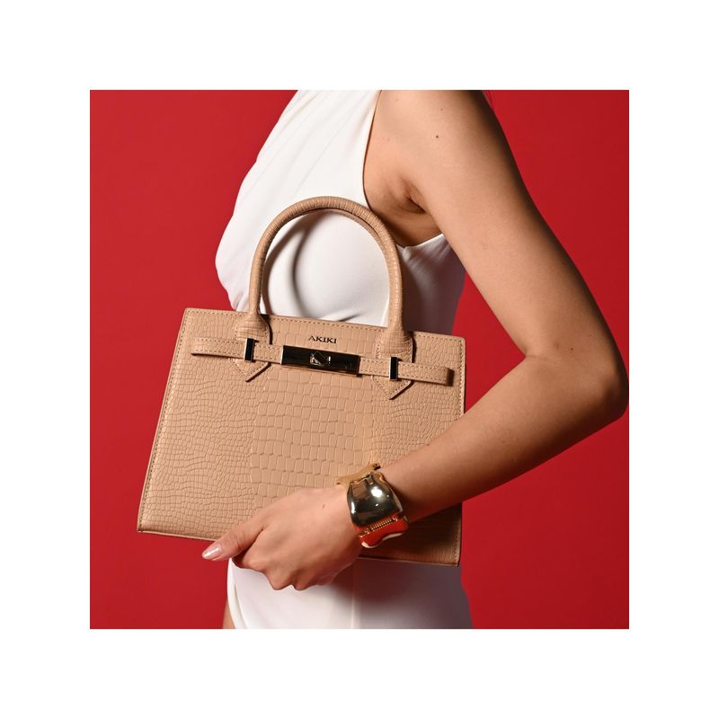 Buy Akiki London Kensington Satchel Bag With Detachable Strap - Beige ...