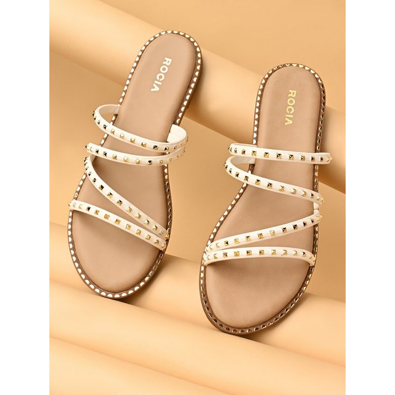Buy ROCIA By Regal White Women Strappy Studded Flats Online