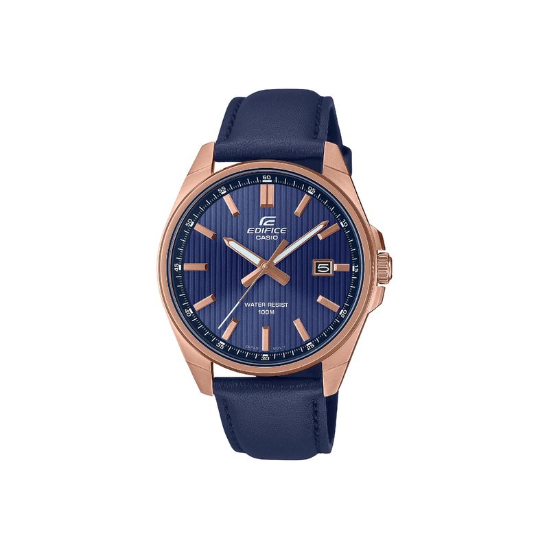 Buy Casio Men Edifice Navy Blue Dial Analog Leather Watch - EFV-150CL ...