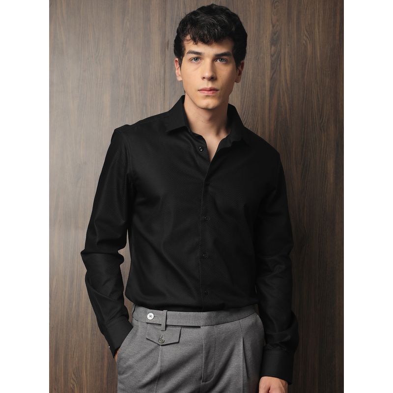 Buy RARE RABBIT Hosa Black Premium Dobby Cavalry Twill Shirt Online