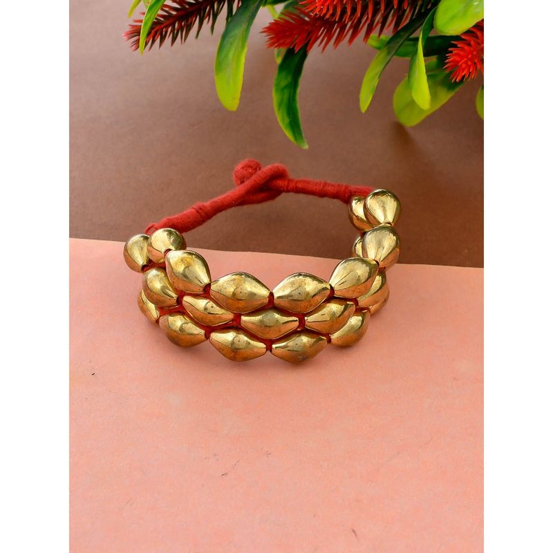Buy Silvermerc Designs Antique Golden Red Thread Pochi Bracelet Online