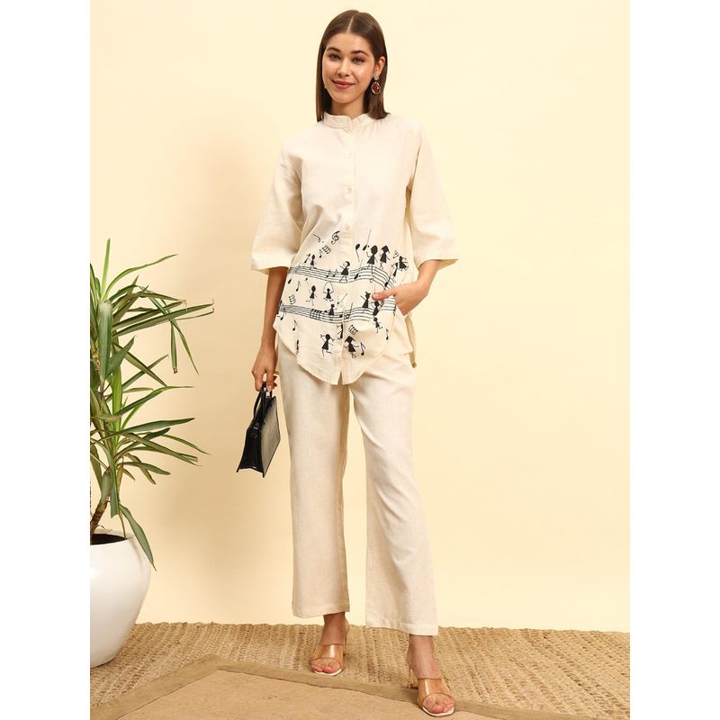 Buy SEPHANI Cream Printed Nightsuit Set Online