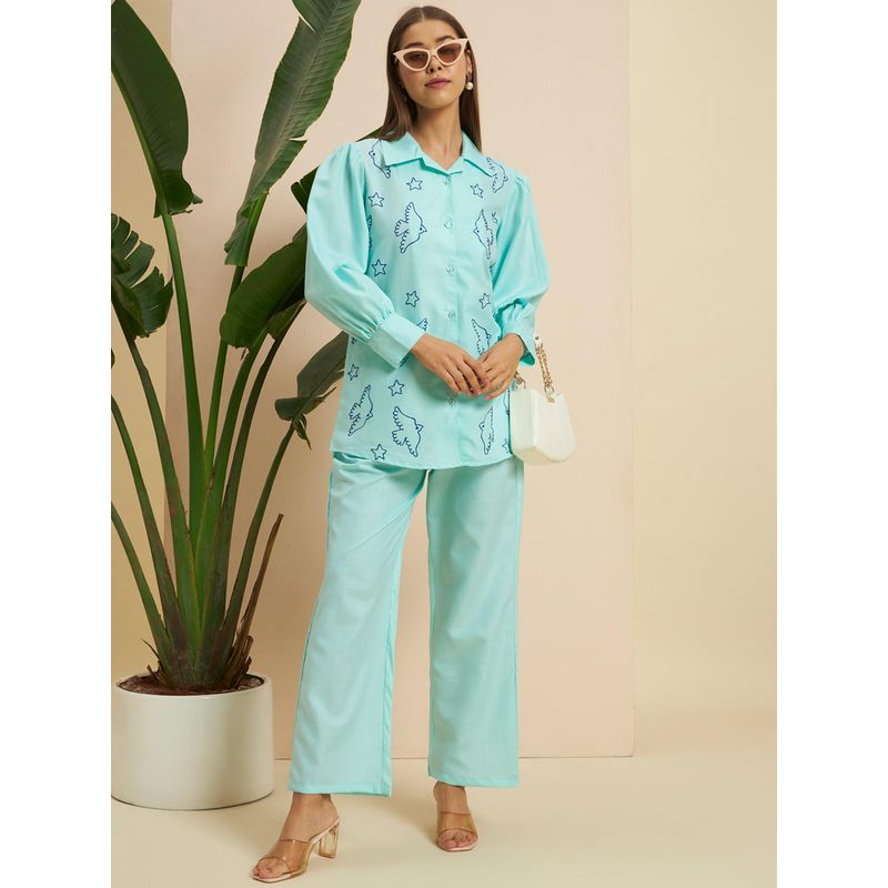 Buy SEPHANI Green Embroidered Nightsuit Set Online