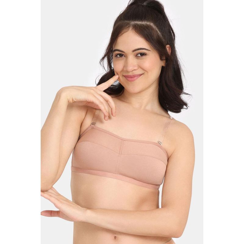 Buy Zivame Rosaline Double Layered Non Wired Medium Coverage Strapless Bra - Maple Sugar Online