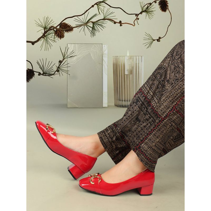 Buy ELLE Red Square Toe Party Wear Pumps Online