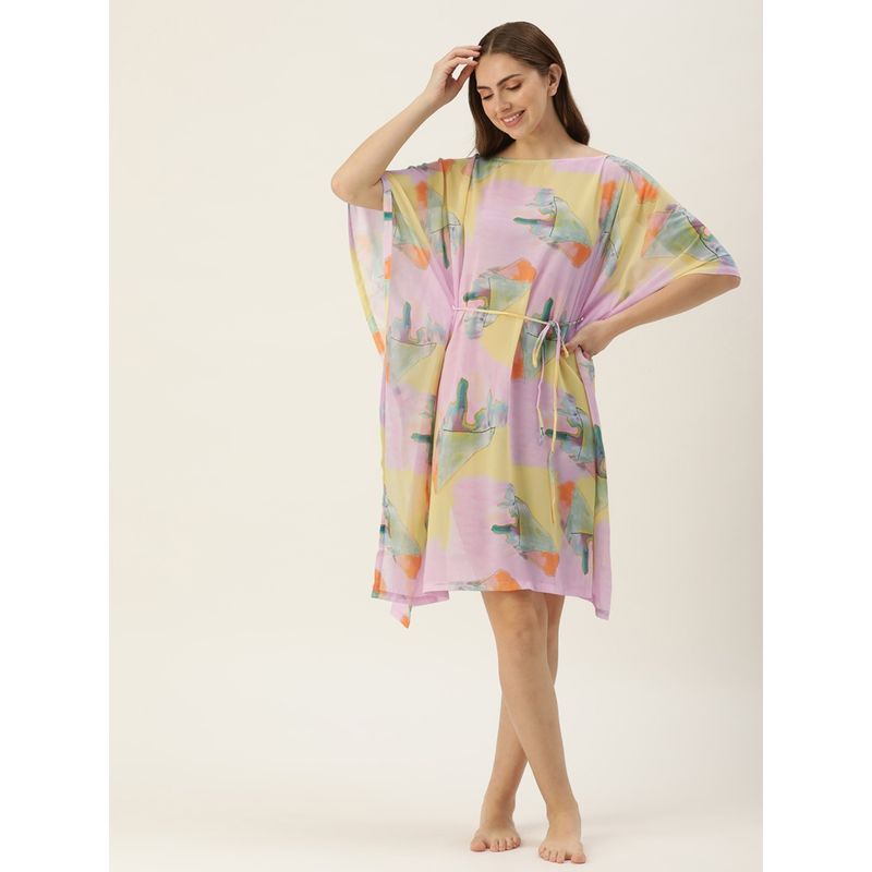 Buy Clt.s Printed Women Pink Beach Cover-up Online