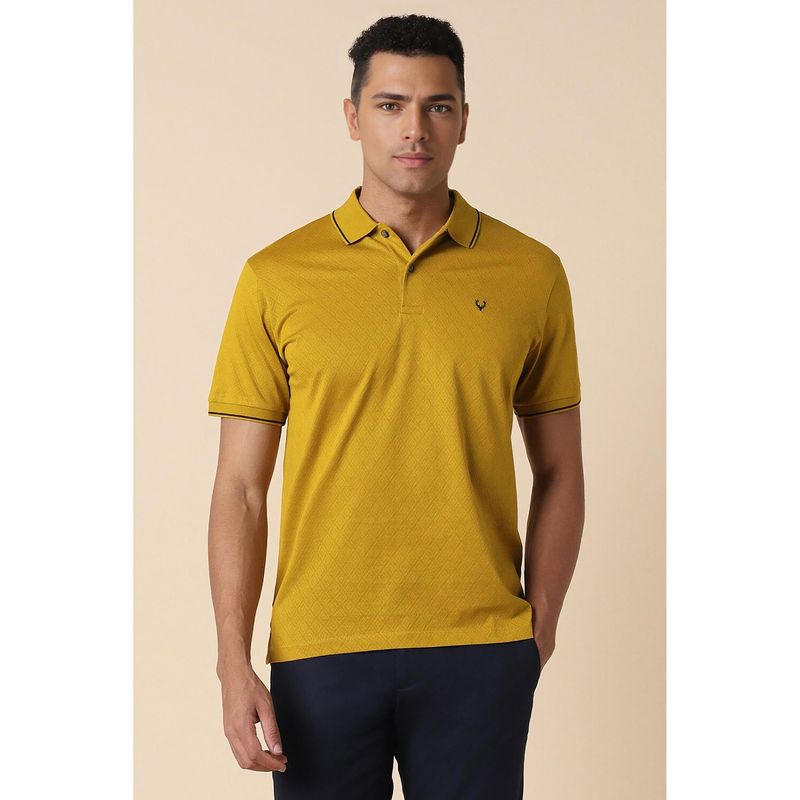 Buy Allen Solly Men Yellow Printed Collar Neck Polo T-Shirt Online
