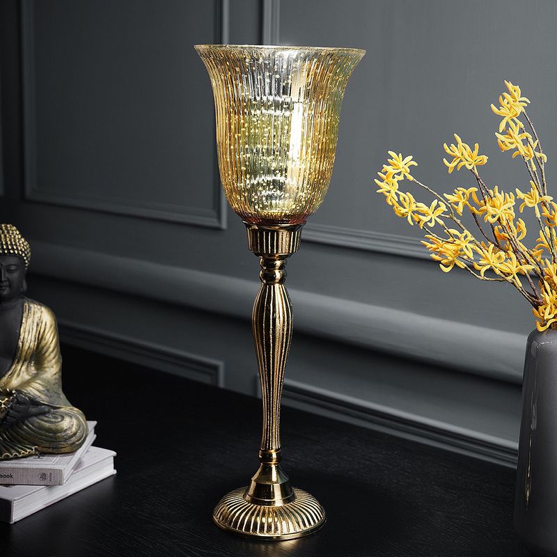 Buy Pure Home + Living Antique Gold Ribbed Glass Hurricane - Large Online