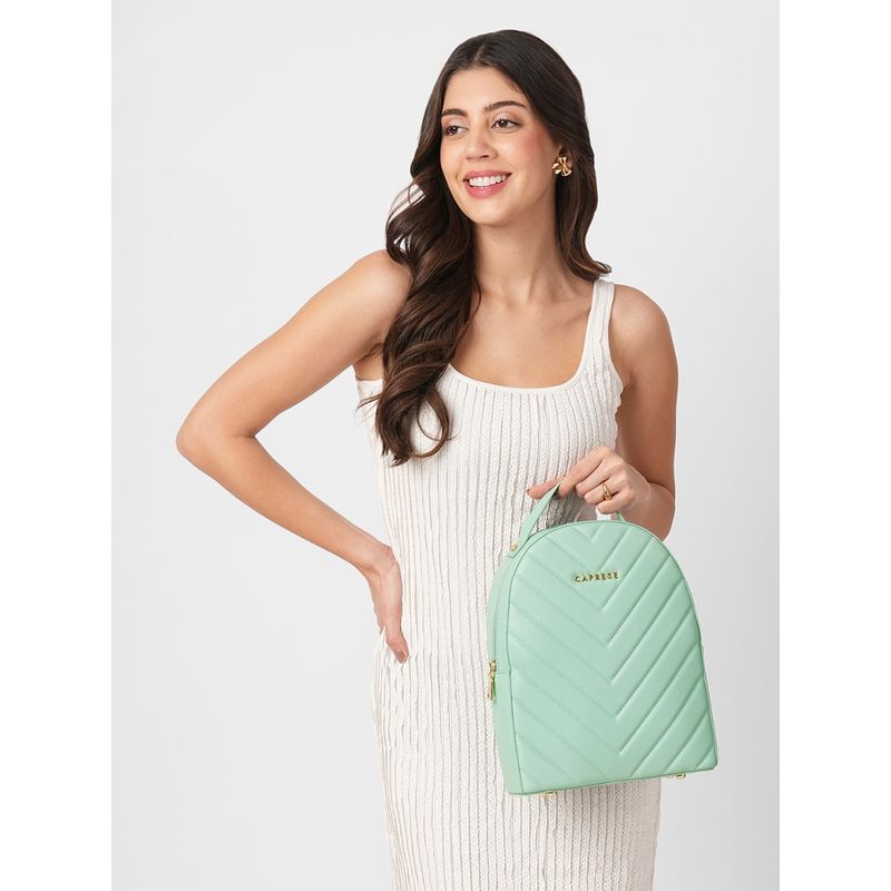 Buy Caprese Women Green Riko Textured Fashion Green Backpack (M) Online