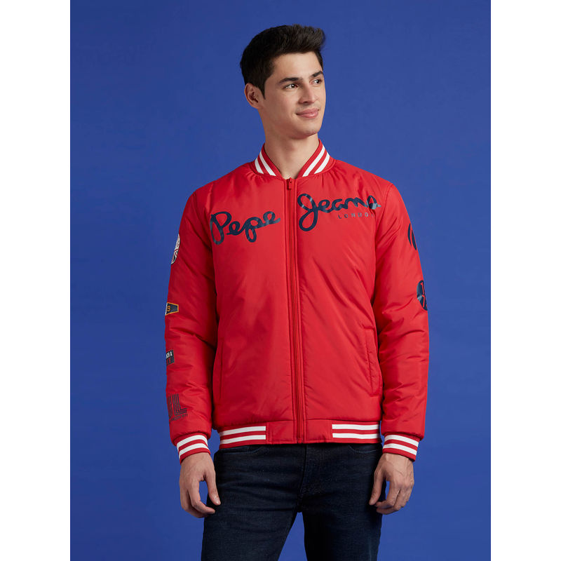Buy Pepe Jeans Red Full Sleeve Varsity Jacket Online