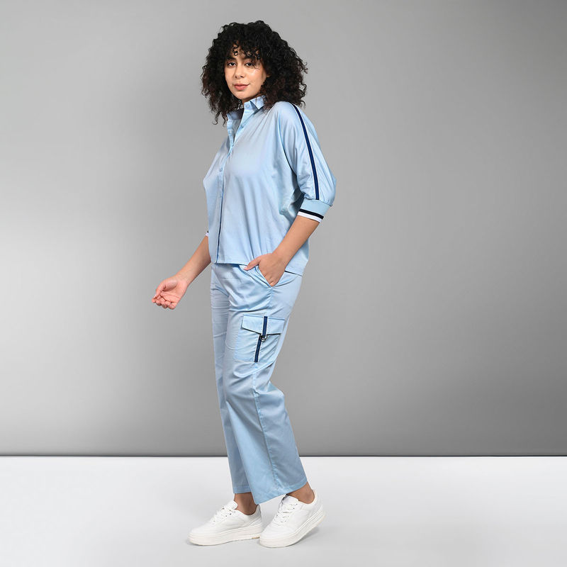 Buy Tuna London Blue Solid Denim Chic Tracksuit (Set of 2) Online