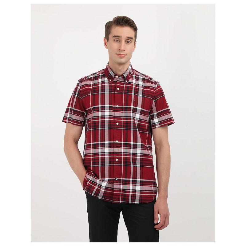Buy Tommy Hilfiger Mens Red Checks Shirt Online