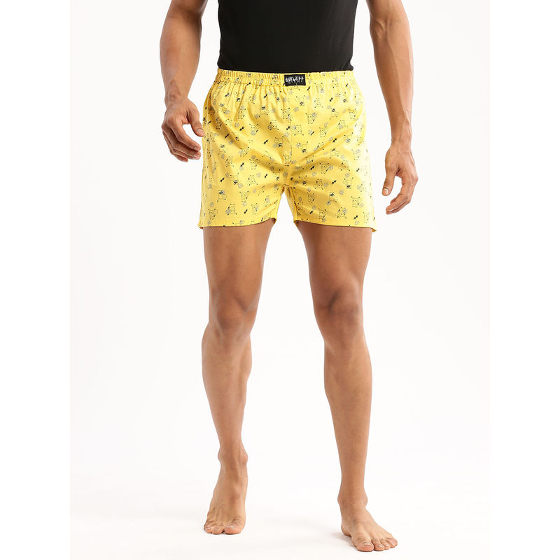 Buy SHOWOFF Men Cotton Slim Fit Character Printed Yellow Boxer Online