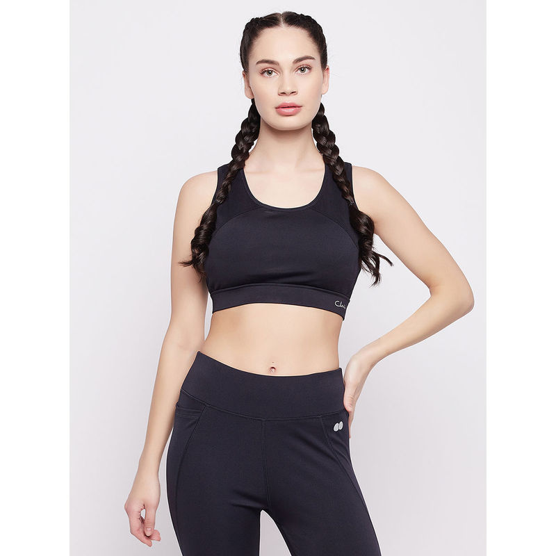Buy Clovia Polyester Spandex Solid Padded Full Cup Wire Free Sports Bra ...