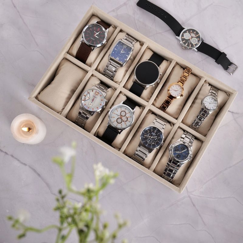 Buy La Trove Luxury Velvet 10 Slot Watch Tray (30X20X5 Cm) Online