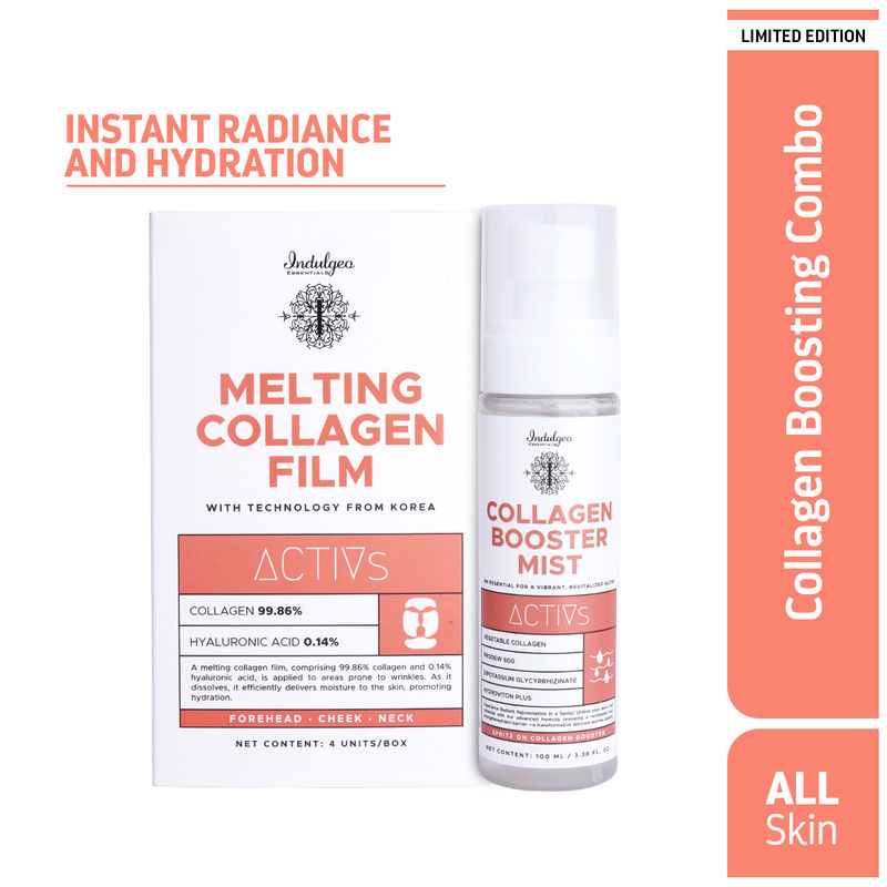 Buy Indulgeo Essentials Collagen Booster Mist + Melting Collagen Film (4 Sachets) Combo Online