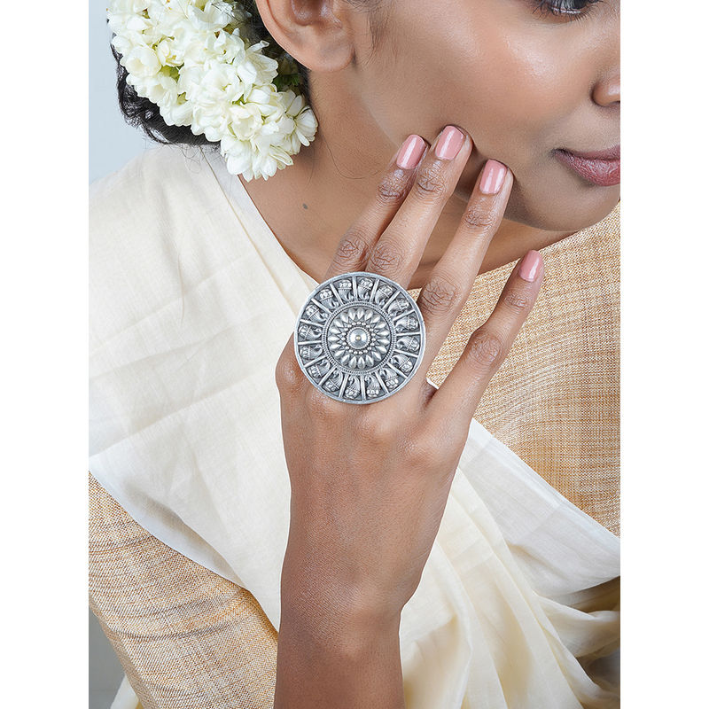 Buy Teejh Manikya Silver Oxidised Ring Online