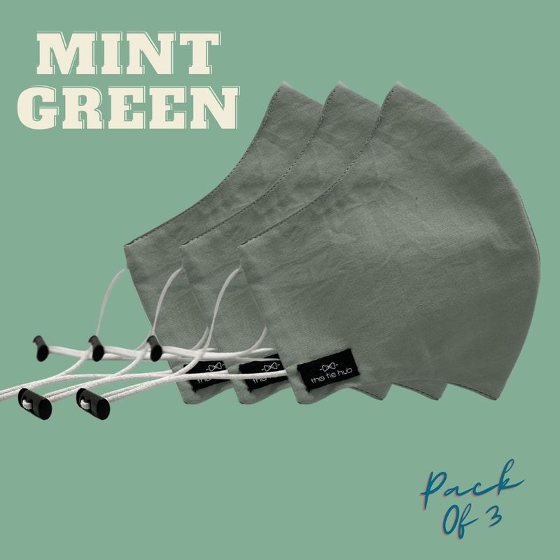 The Tie Hub Mint Green Solid 100% Premium Cotton Reusable Face Mask ...