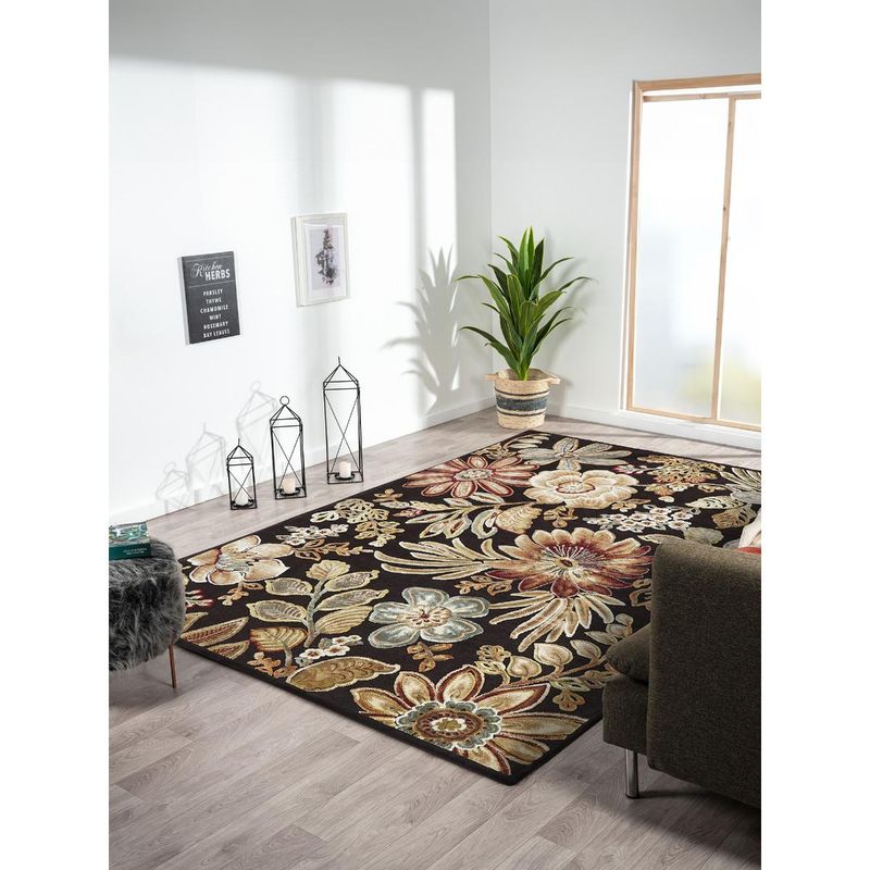 Buy OBSESSIONS Brown Solid Machine Made Rectangular Carpet Online