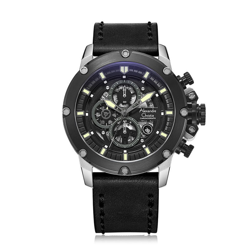 Buy Alexandre Christie Ac 6562 Mcl Ebony Black Chronograph Watch for ...