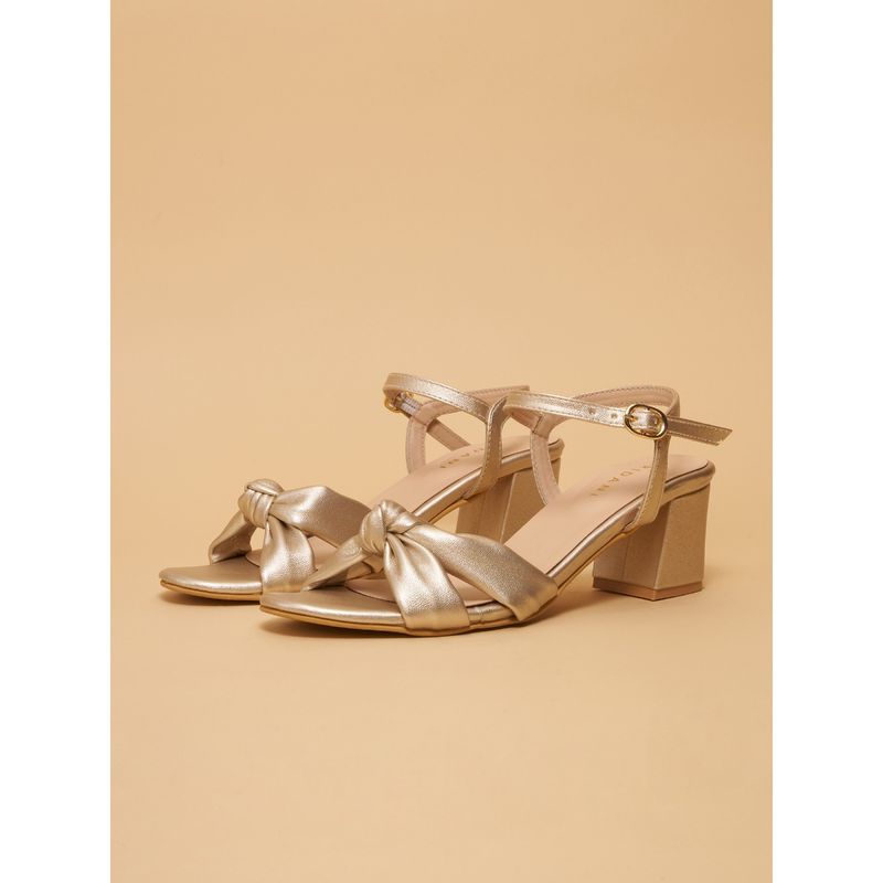 Buy Eridani Camilaa Knot Gold Sandal Heels Online