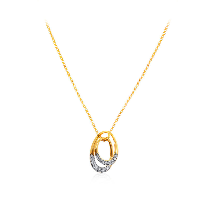 Buy Senco 14K Yellow Gold Spiral Curves Diamond Chain Pendant Online