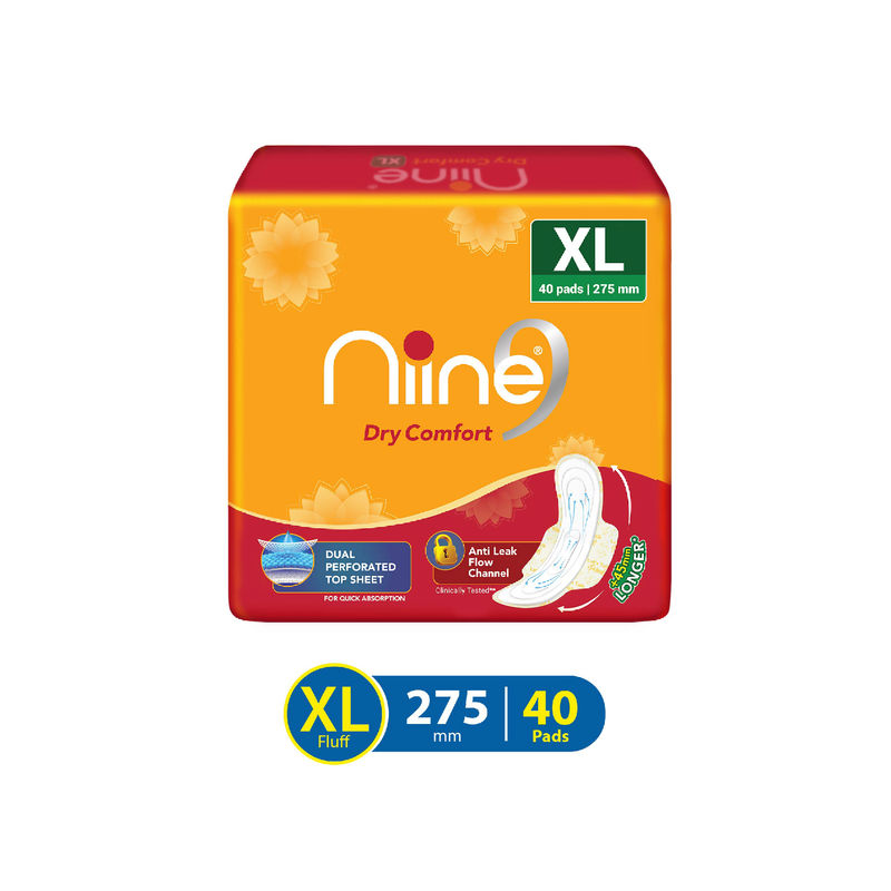 Niine Dry Comfort Sanitary Napkins XL - (275mm + 45mm): Buy Niine Dry ...