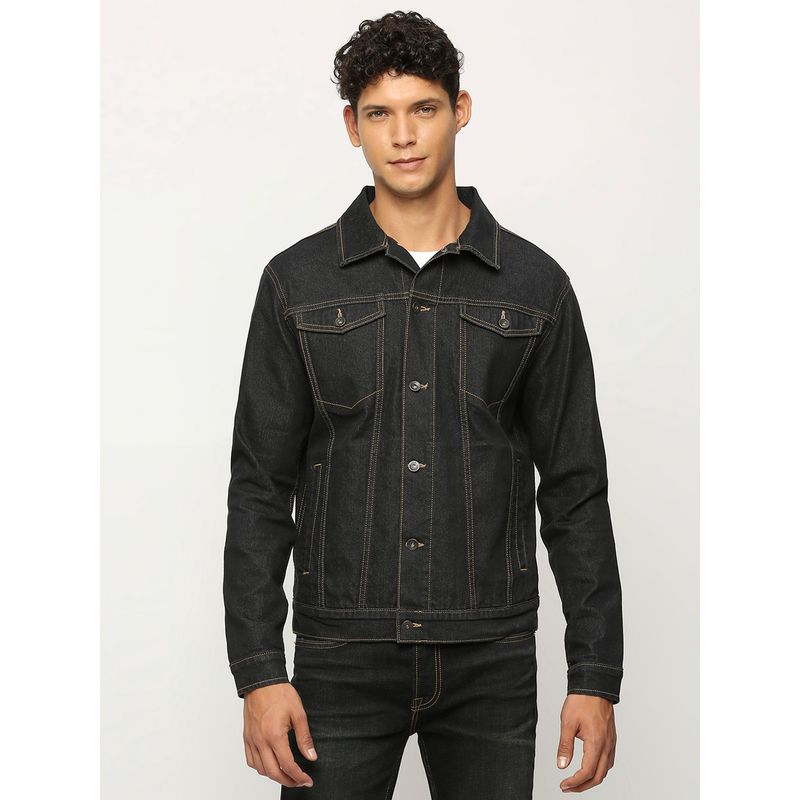 Buy Pepe Jeans Black Front Pocket Trucker Fit Denim Jacket Online