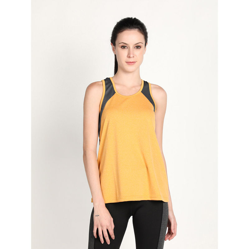 Buy CHKOKKO Colorblock Mustard Women Sleeveless Sports Tank Top Online